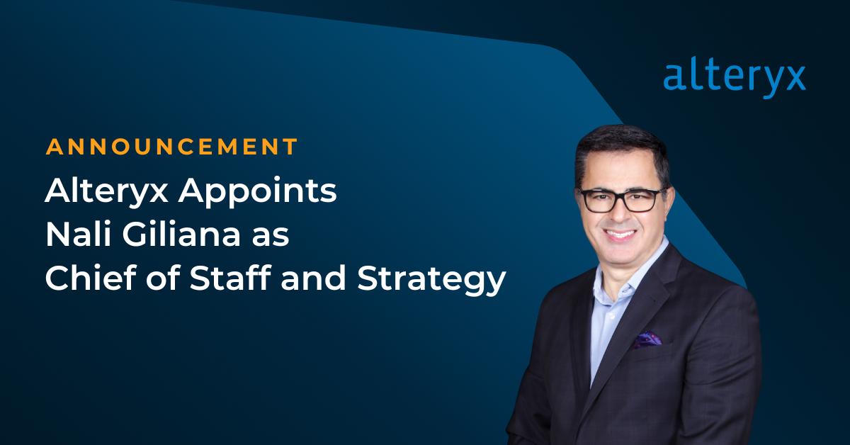 Alteryx Appoints Nali Giliana as Chief of Staff and Strategy - Alteryx